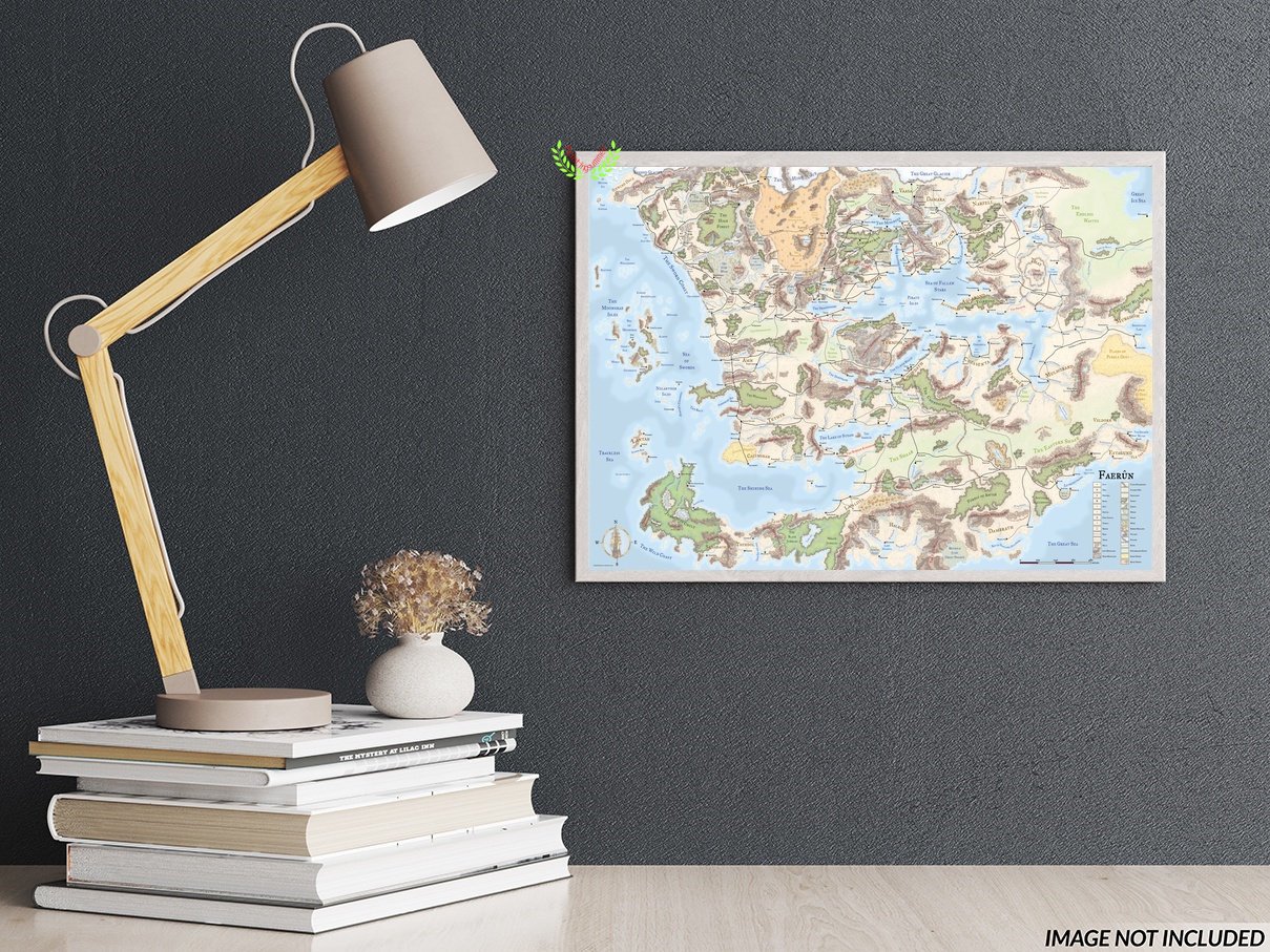 Map of Faerun Poster, Canvas Wall Art Decor, Canvas Art Print, Famaliy ...