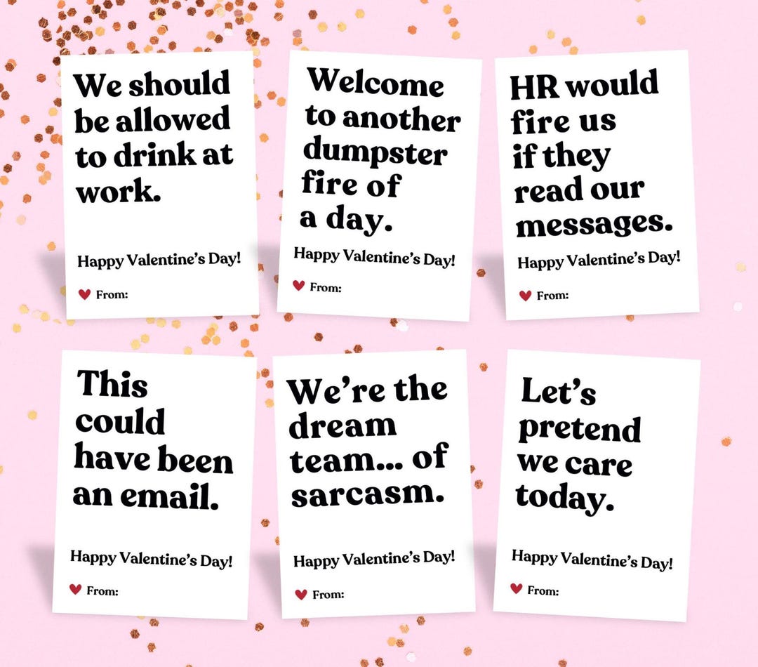 Funny Coworker Valentine's Day Cards: Sarcastic Office Humor (PDF) - Etsy
