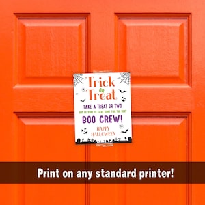 Printable Halloween Sign, Cute Halloween Trick or Treat Sign, Trick or ...