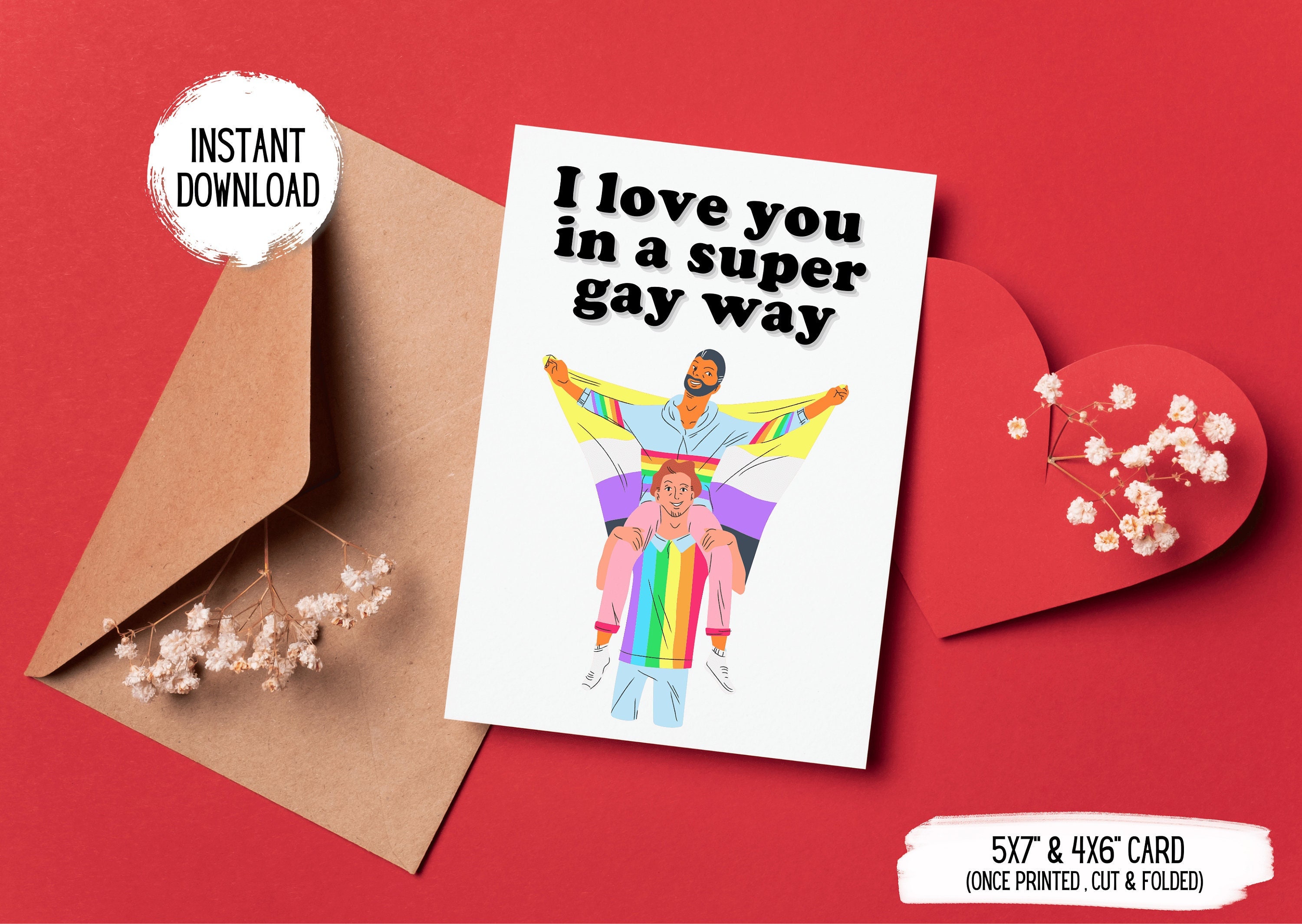 Printable Valentines Day Card, Gay Valentines Day Card, Last Minute ...