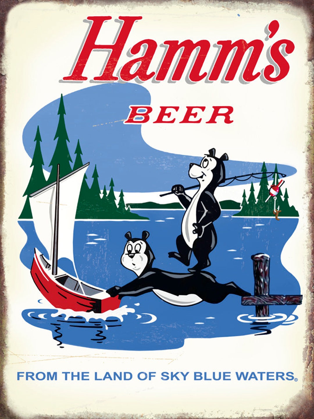 Hamm's Beer Fishing Tin Sign (945) Small - Etsy