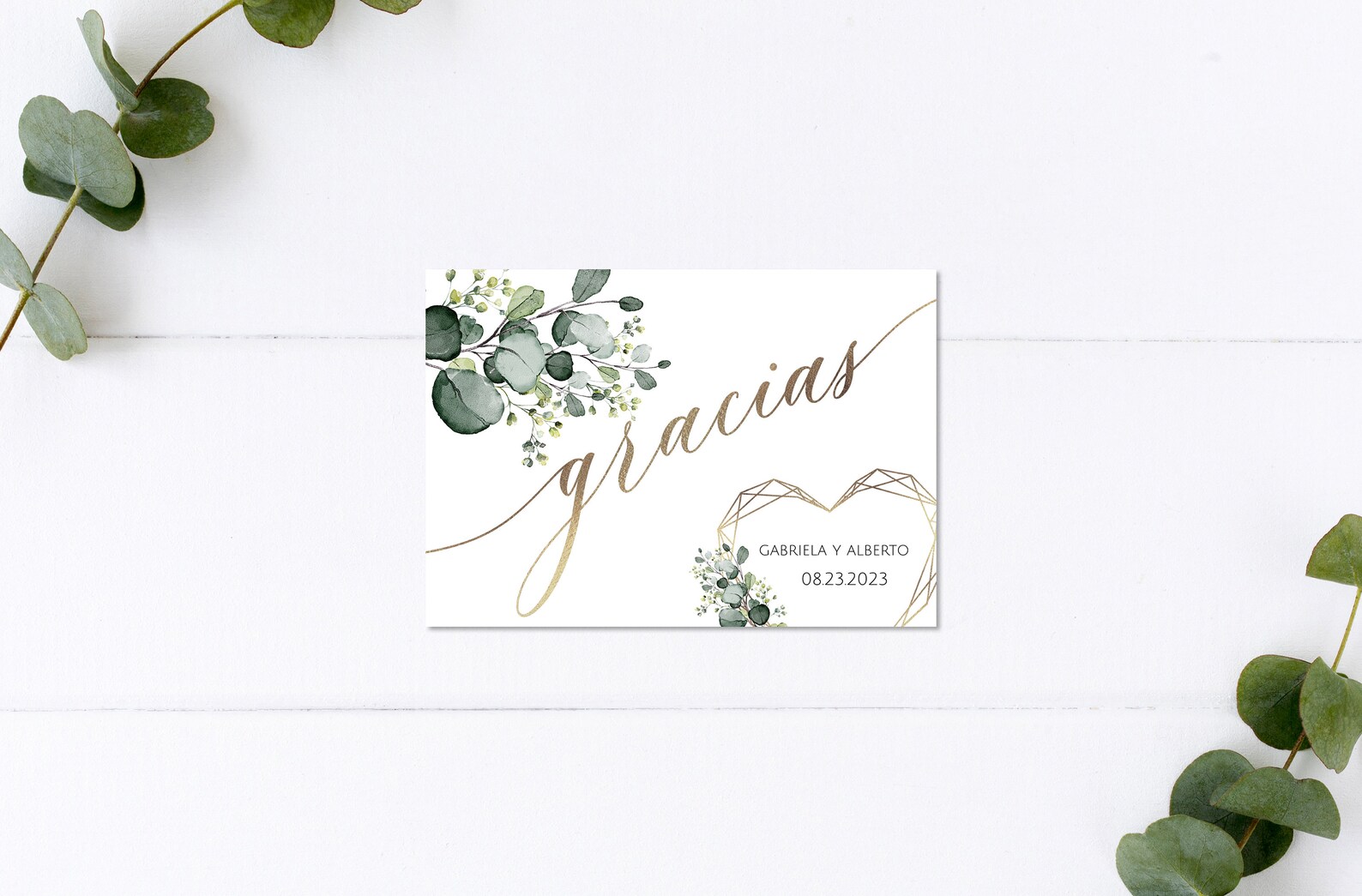 Eucalyptus Photo Spanish Wedding Invitations Set Editable - Etsy