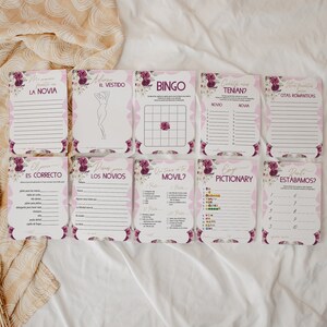 English Spanish Bridal Shower Games, Purple Despedida De Soltera Juegos ...