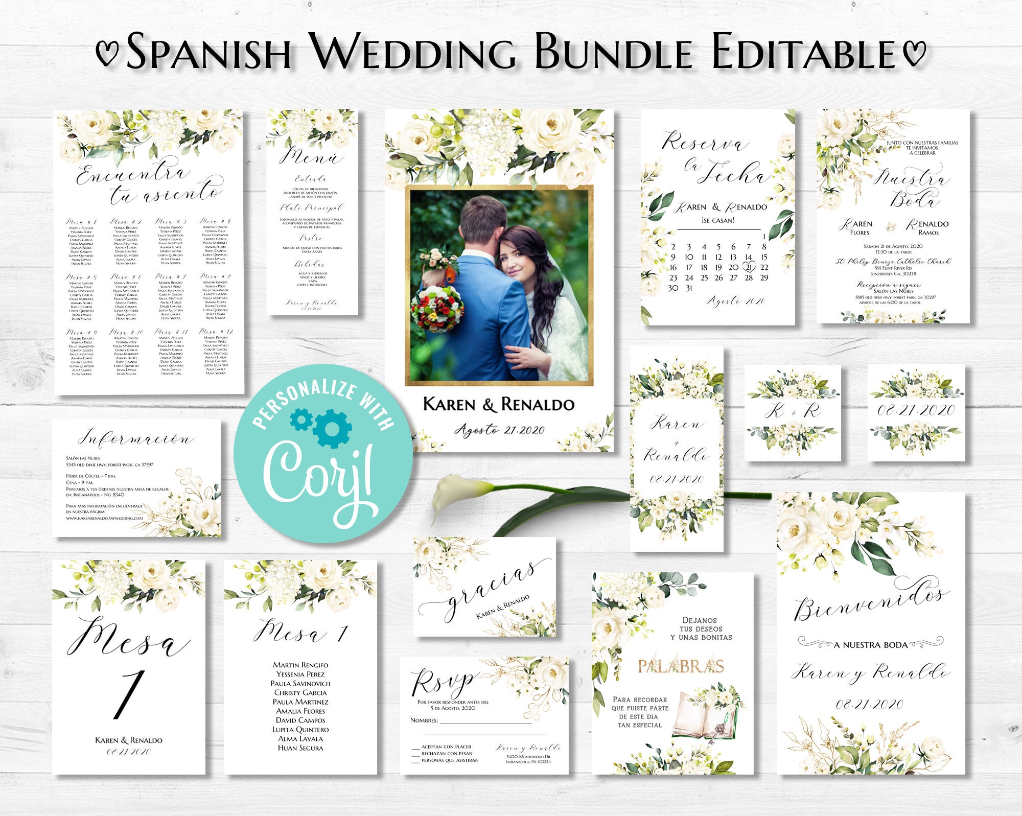 Spanish Wedding Bundle Printable, Pack De Boda, Spanish Wedding ...