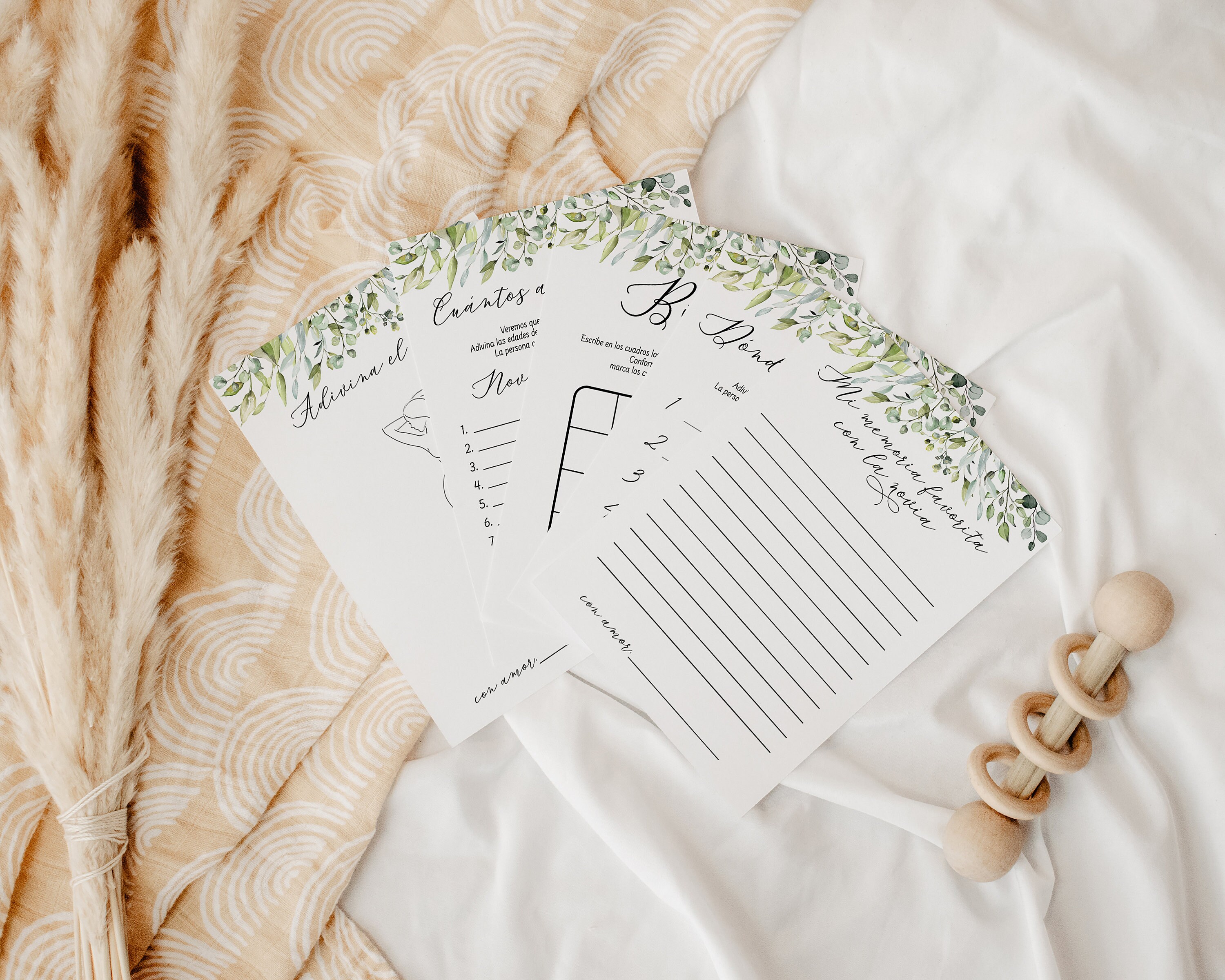 Eucalyptus Despedida De Soltera Juegos, Greenery Spanish Bridal Shower ...