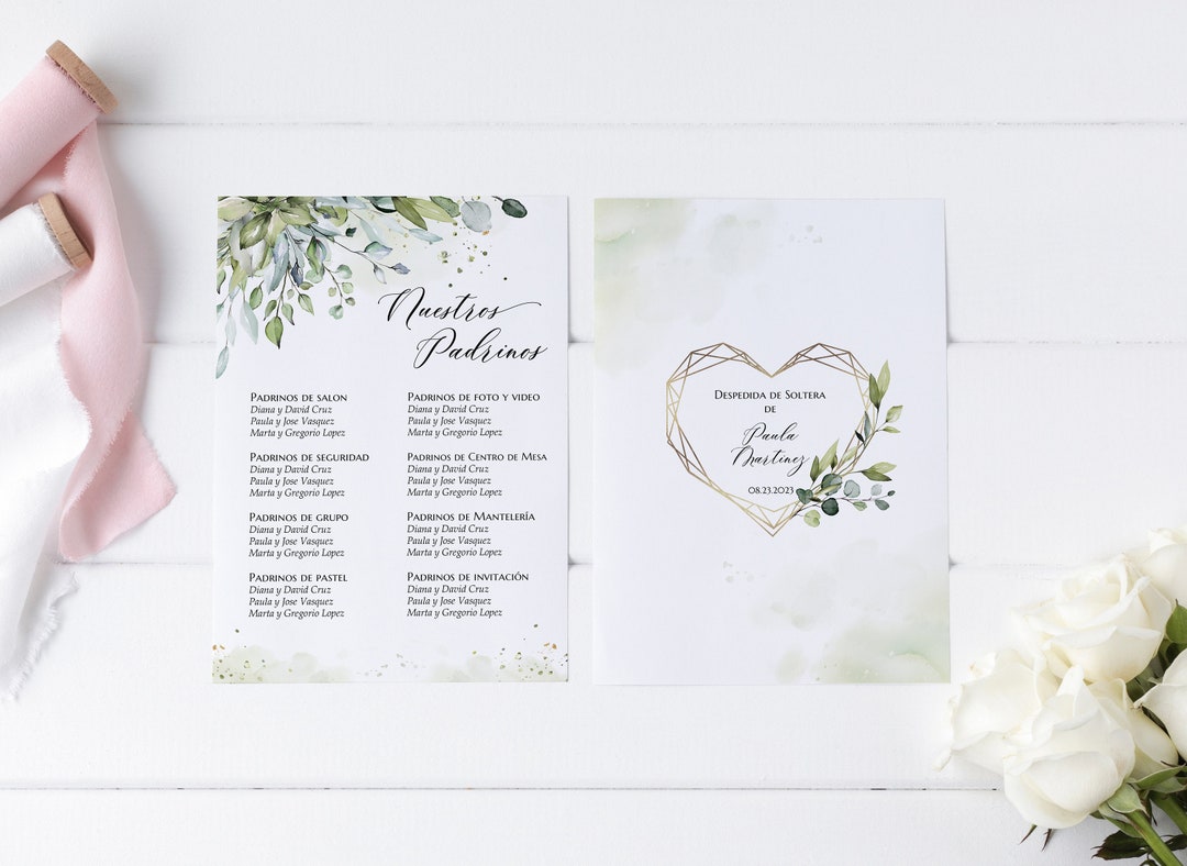 Eucalyptus Lista De Padrinos, Padrinos List, Tarjeta Para Lista De ...