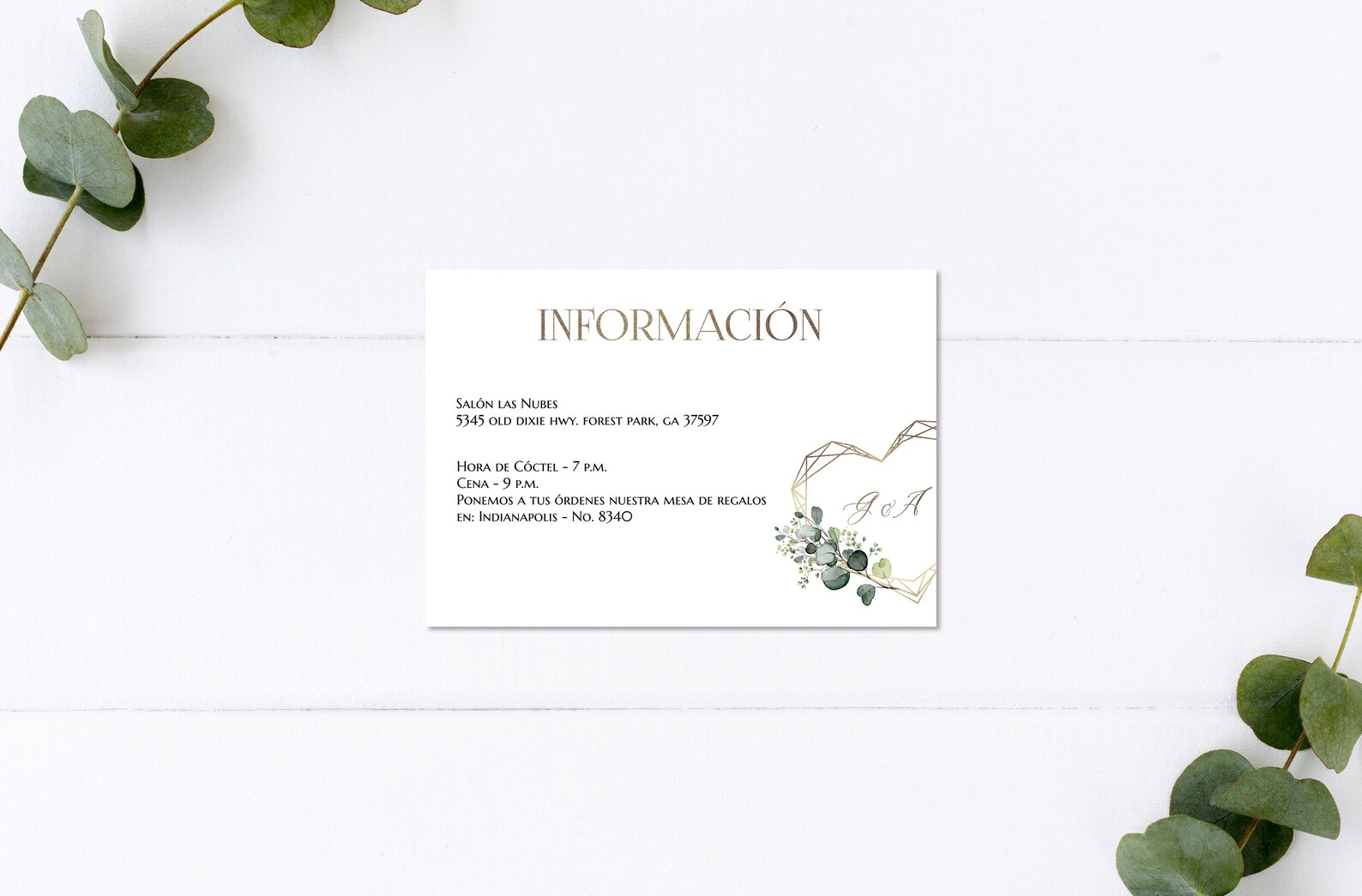 Eucalyptus Photo Spanish Wedding Invitations Set Editable - Etsy