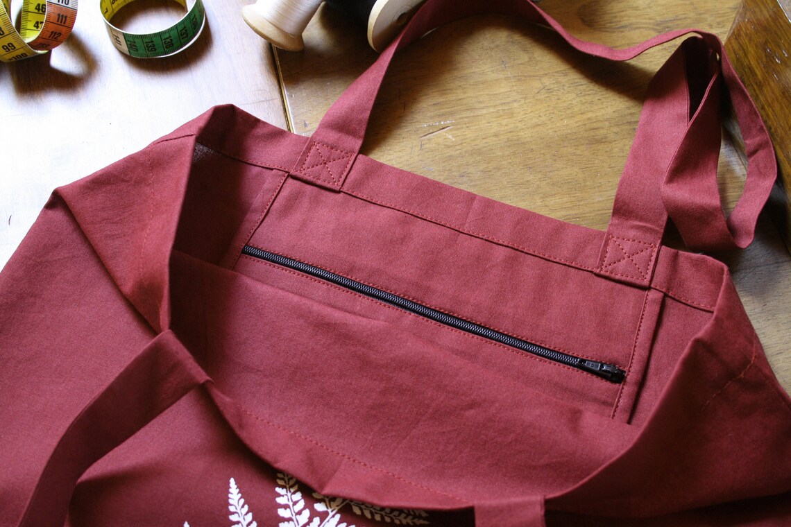 Bag, Red Jute Bag, Inside Pocket With Zipper - Etsy