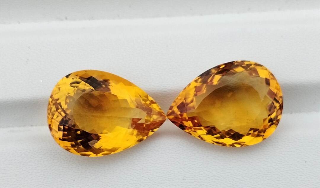 Natural AAA Citrine Pair, Golden Pear Cut Gemstones, 26.90 Crt - Etsy