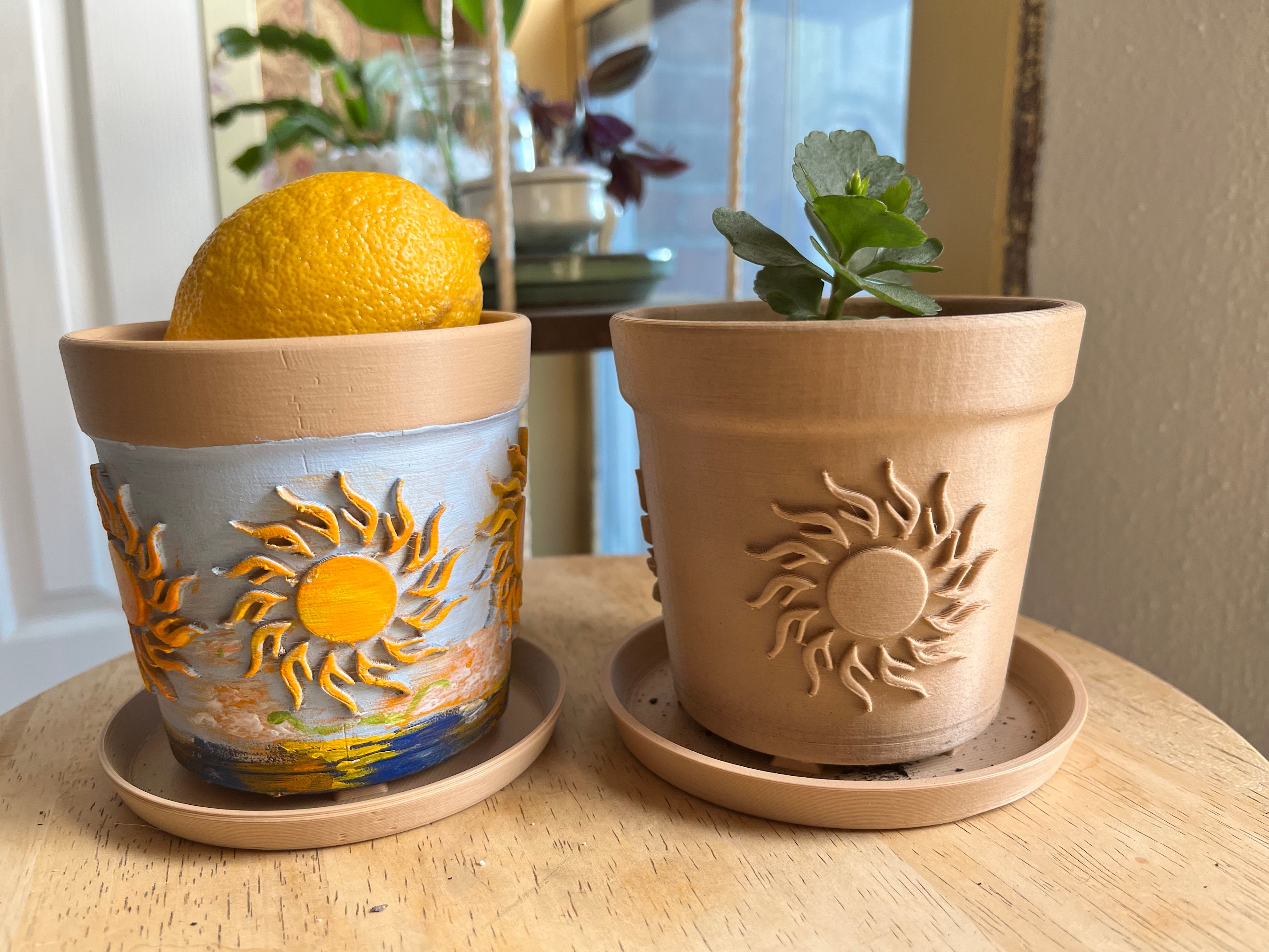 Sun Planter | Embossed 3D Printed Plant Pot - Etsy