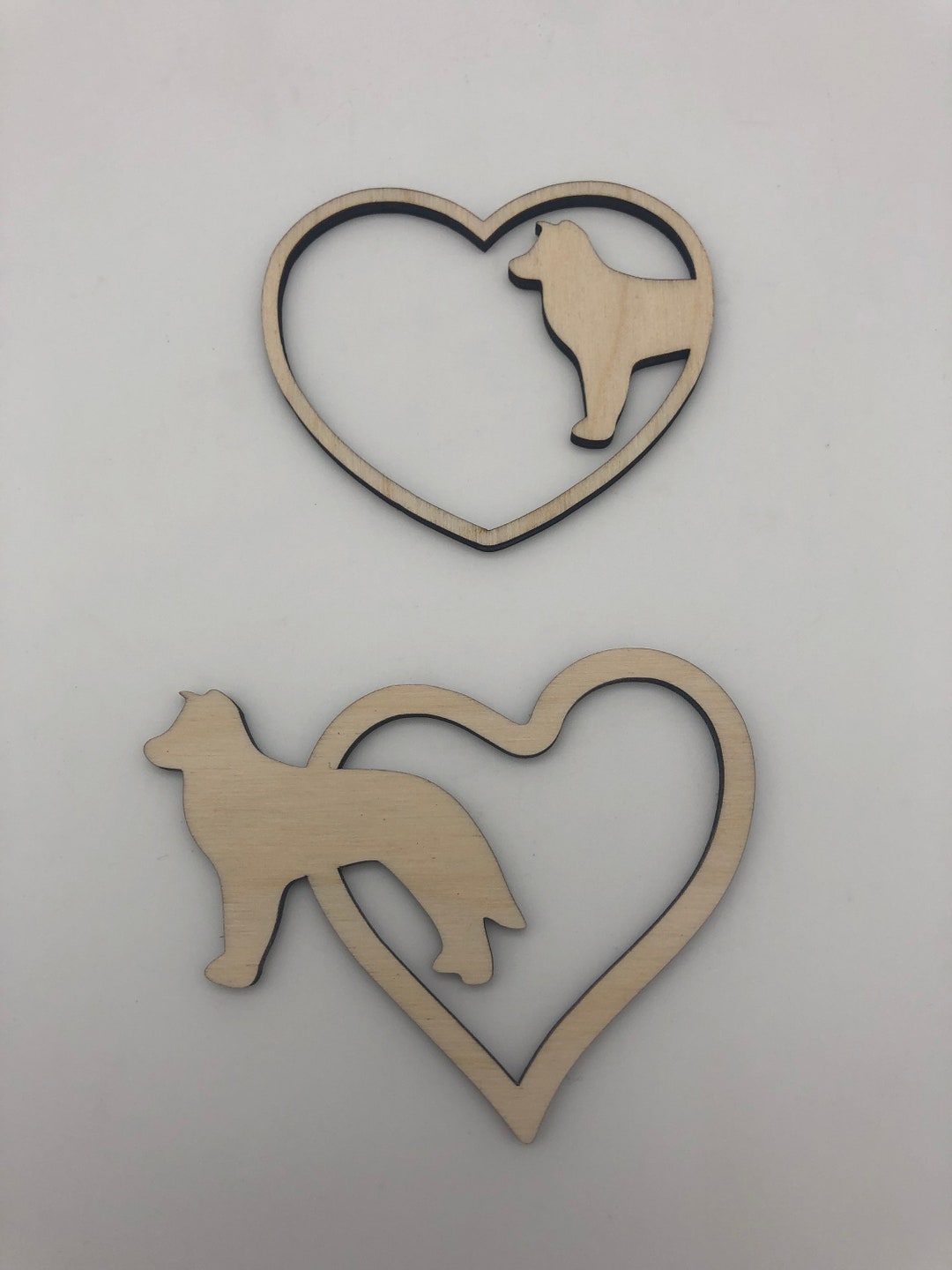 Border Collie Silhouette Heart Wood for Your DIY Project in Different ...