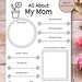 All About Mom Printable Questions Template, Mother's Day Gift, Gift for ...