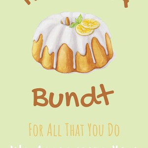 Printable Thanks A Bundt Gift Tag, Teacher Appreciation (PDF Pattern ...