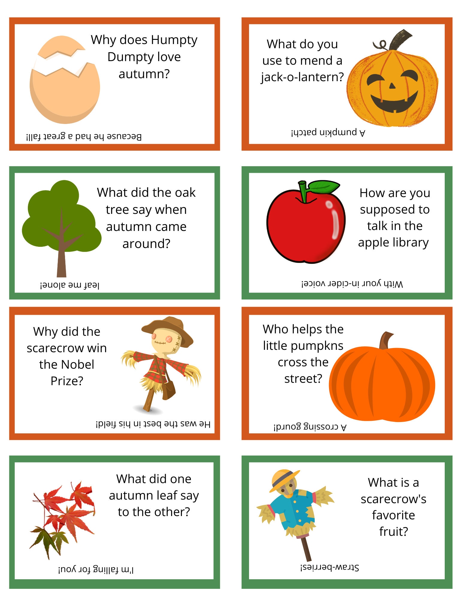 Printable Autumn Kids Lunch Box Jokes-printable Fall Lunch Box Jokes ...