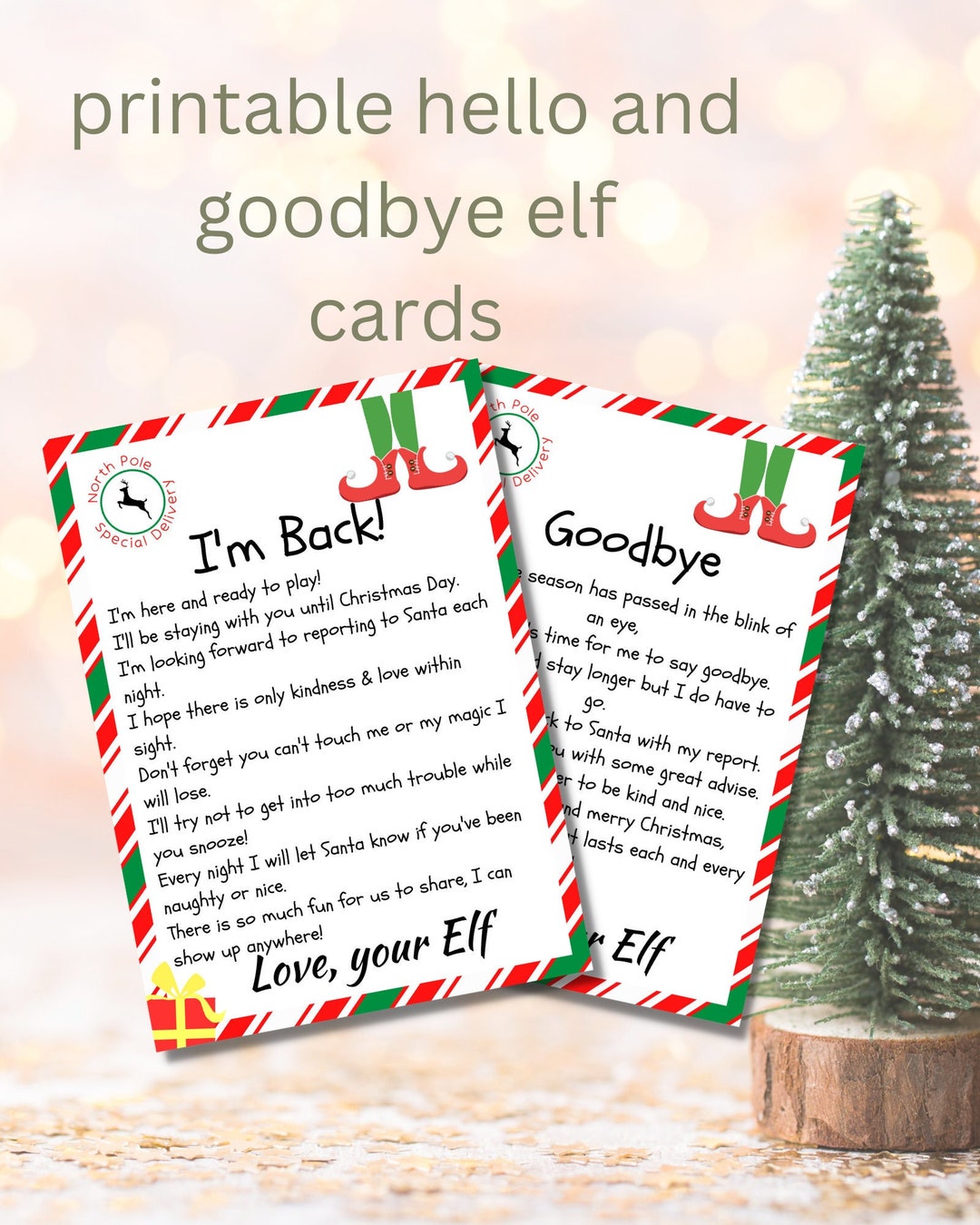 Printable Elf Arrival and Goodbye Letters, Christmas Elf, I'm Back ...