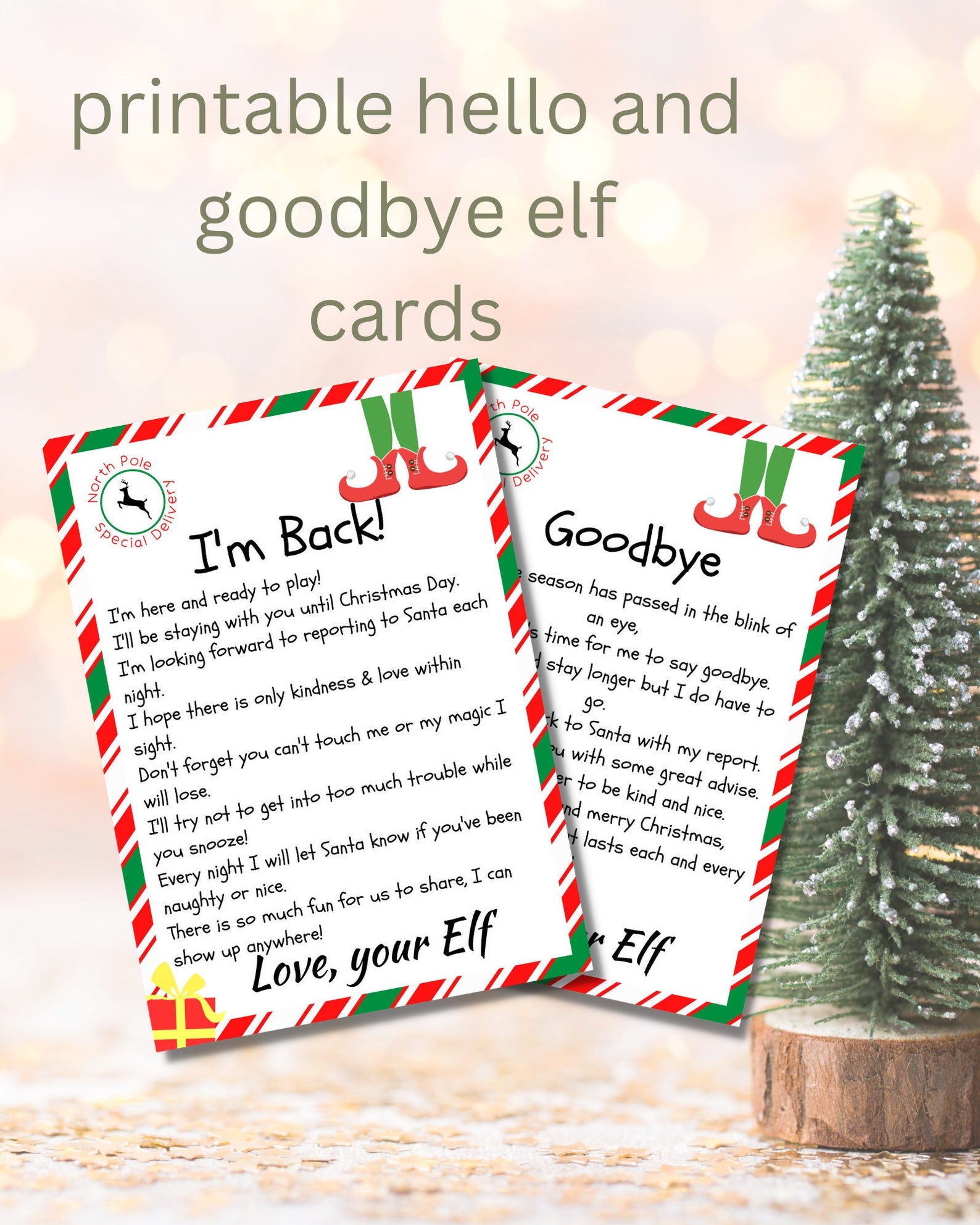 Printable Elf Arrival and Goodbye Letters, Christmas Elf, I'm Back ...
