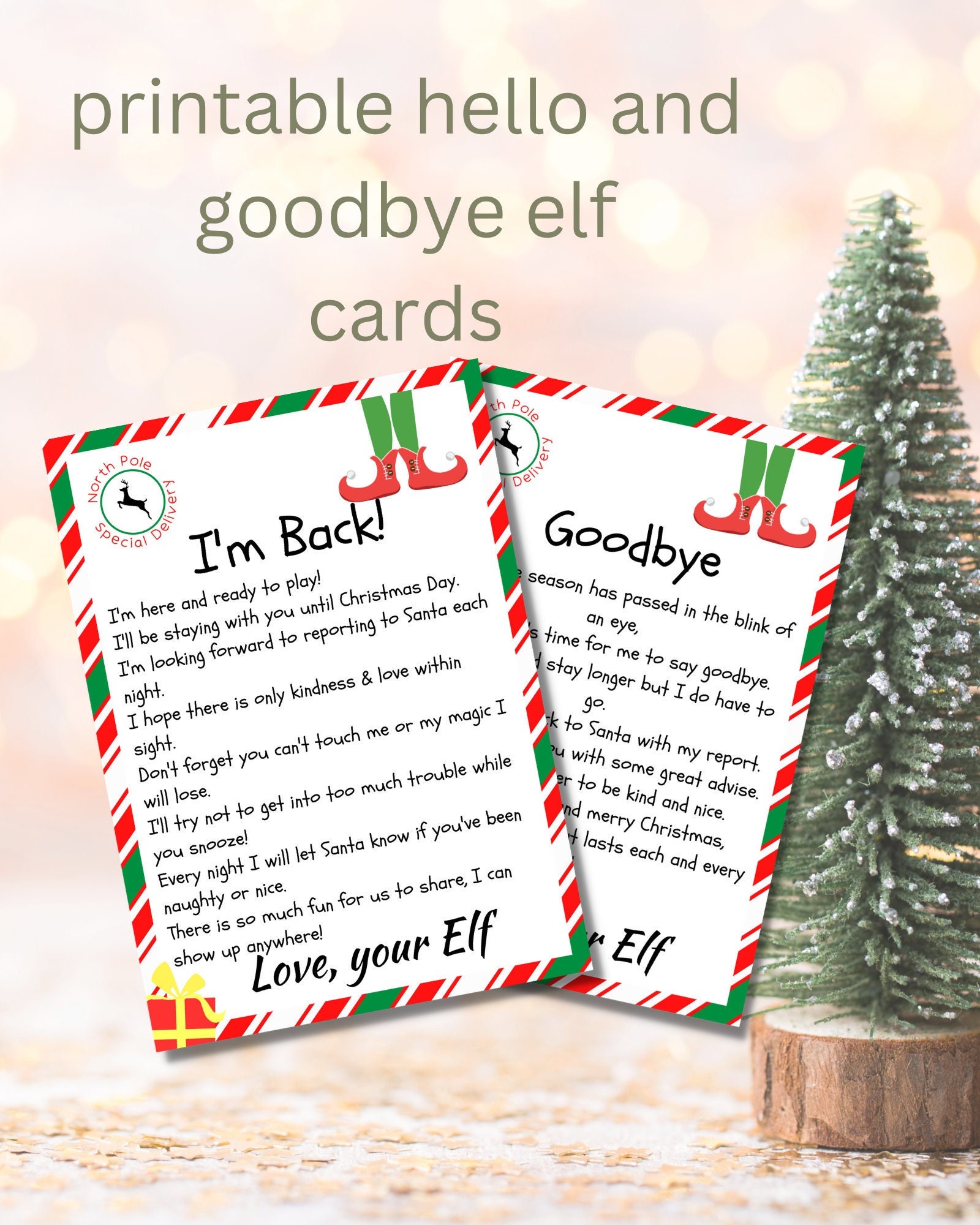 Printable Elf Arrival and Goodbye Letters, Christmas Elf, I'm Back ...