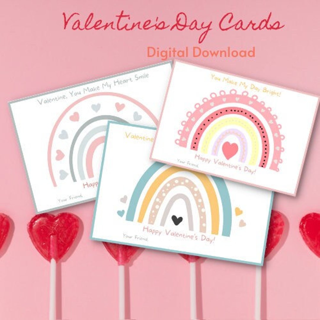 Boho Rainbow Valentine's Day Card Printable- Printable Card- Printable ...