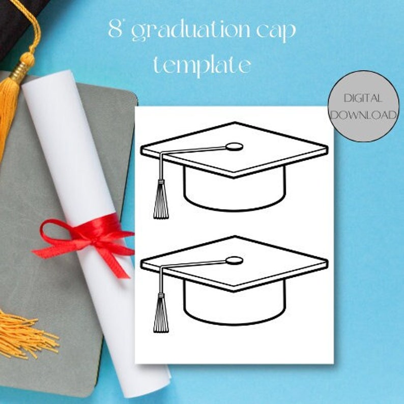 8 Inch Graduation Cap Template, Template, Graduation Decor, Diy Decor ...
