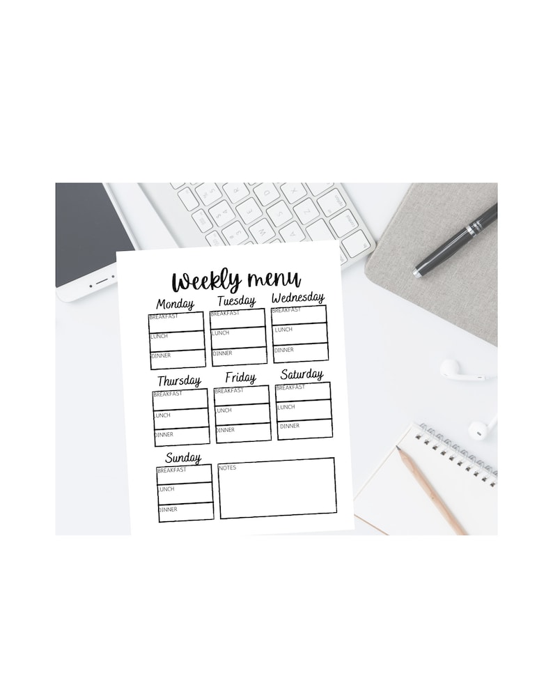 Simple to Use Printable Weekly Menu-digital Download-menu - Etsy
