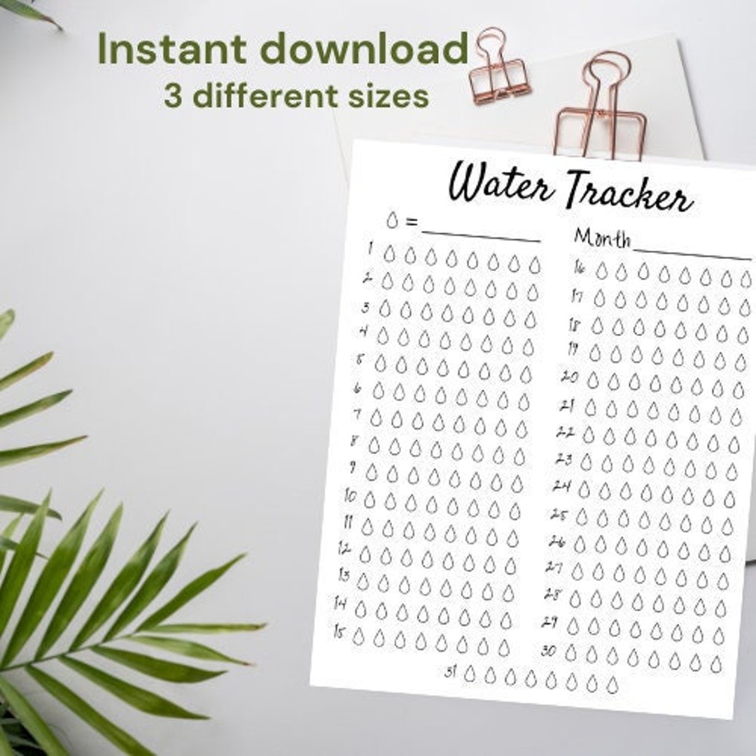 Water Intake Tracker, Water Tracker, Daily Habit Tracker, Printable ...
