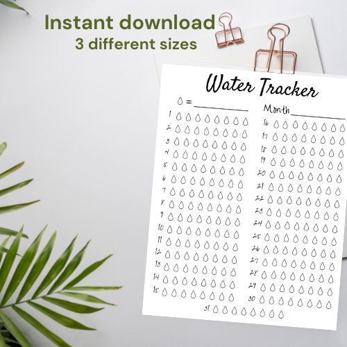 Water Intake Tracker, Water Tracker, Daily Habit Tracker, Printable ...