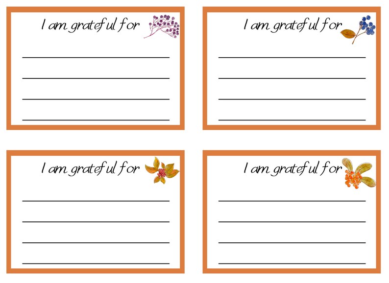 Printable Gratitude Cards- Thanksgiving- Printable Thanksgiving ...