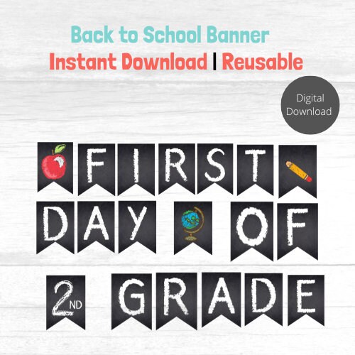 First Day of School Banner, Printable Back to School Banner, First Day ...