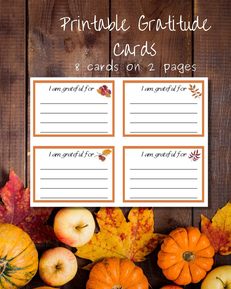 Printable Gratitude Cards- Thanksgiving- Printable Thanksgiving ...