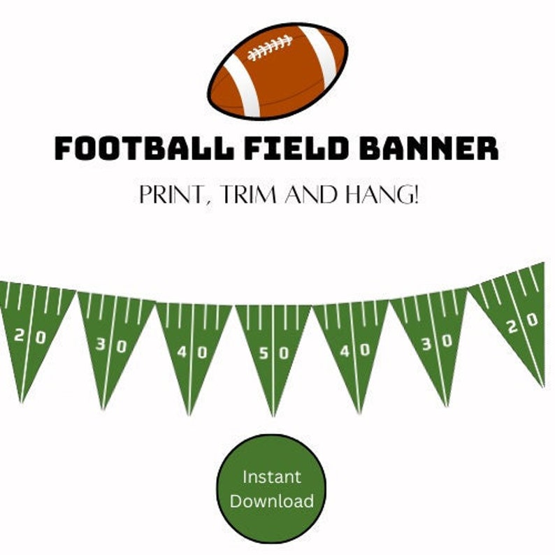 Printable Football Field Pennant Banner, Football Party Banner, Super ...