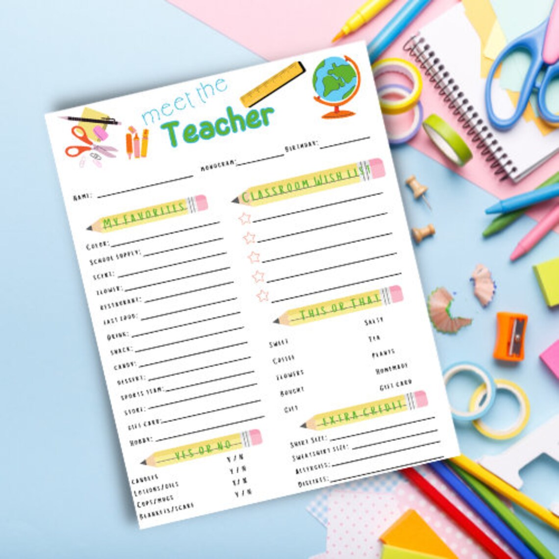 Teacher Favorite Things, Teacher Questionnaire, Back to School Teacher ...