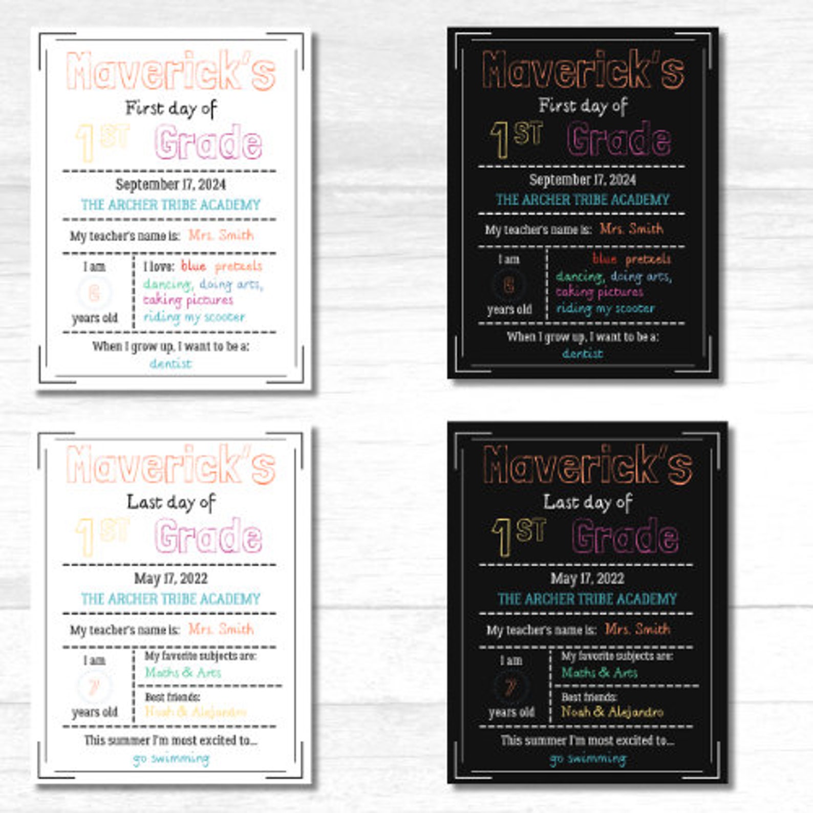 First Day of School Printable, Back to School Sign, Last Day of School ...