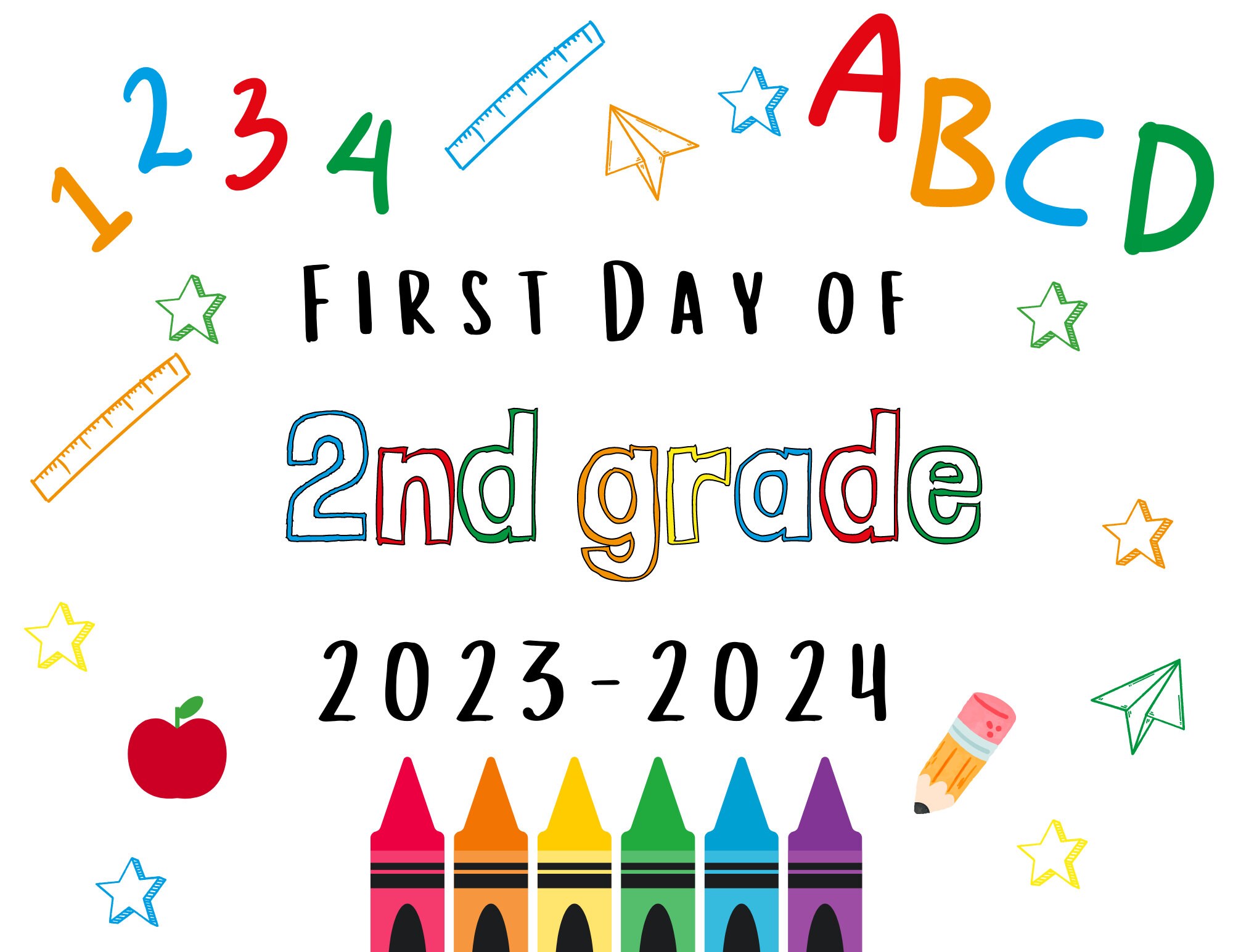 Printable First Day and Last Day of Second Grade Sign, Back to School ...