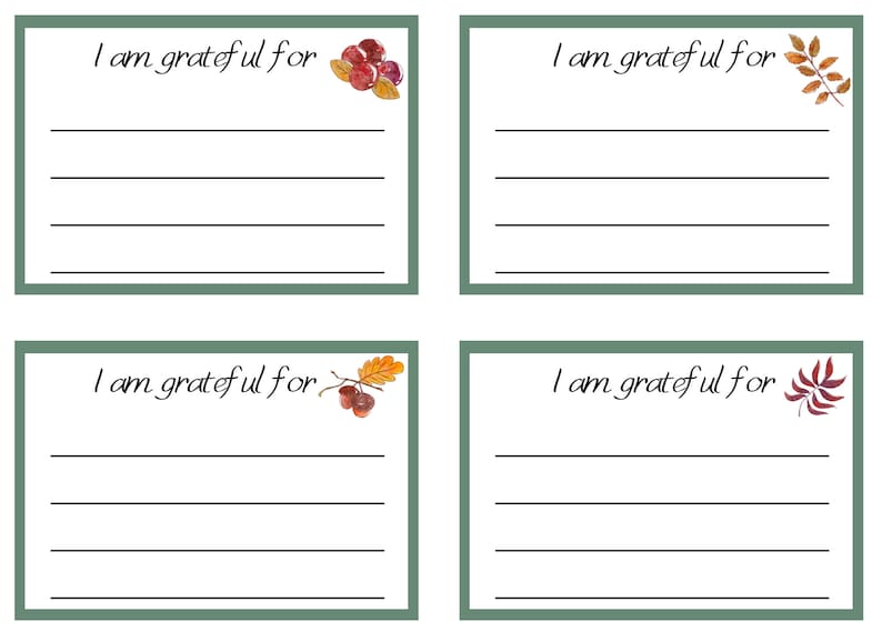Printable Gratitude Cards- Thanksgiving- Printable Thanksgiving ...
