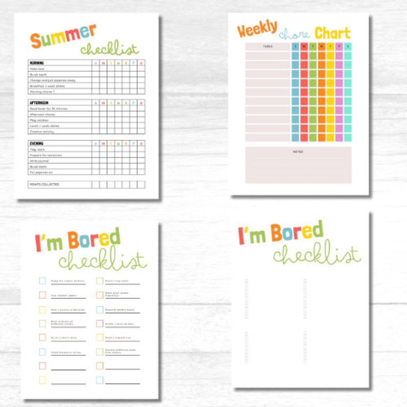Printable Editable Summer Checklist for Kids | Summer Chore Chart for ...