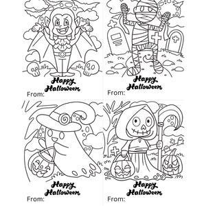 Printable Halloween Coloring Cards-halloween Coloring Sheets-halloween ...