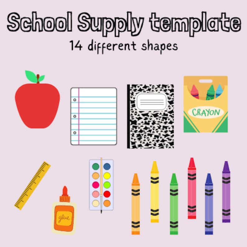 School Supply Template, Back to School Decor, Banner Template ...