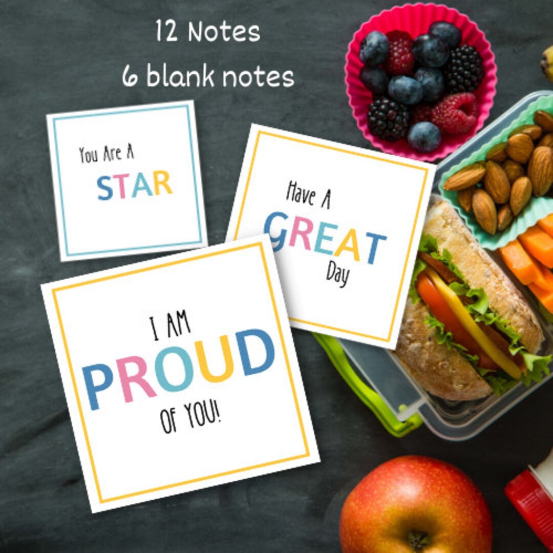 Kids Lunchbox Notes, Positive Notes, Affirmations, Printable Lunchbox ...