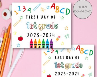 Printable First Day and Last Day of Kindergarten Sign, Back to School ...