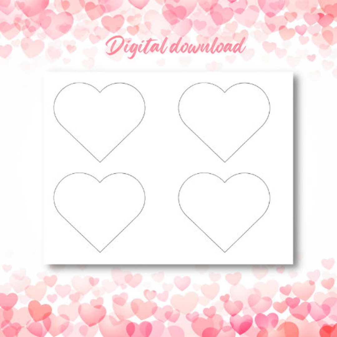 4 Inch Heart Template for Valentines Crafts, Digital Download ...