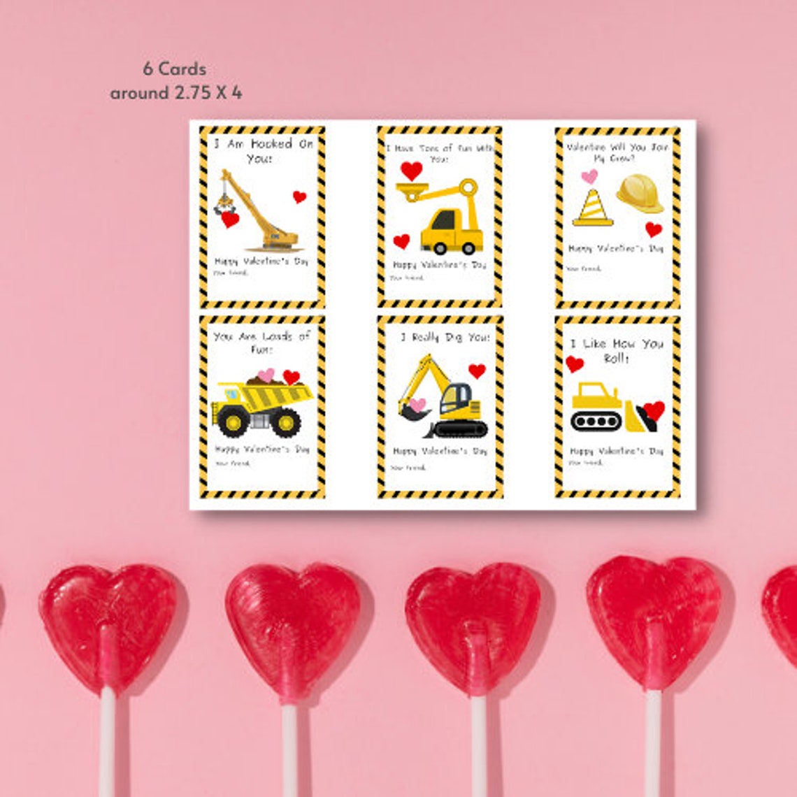 Construction Valentine's Day Card Printable- Printable Gift Tag ...