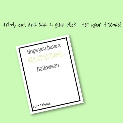 Halloween Treat Printable-glow Stick-party Favors-halloween Party ...