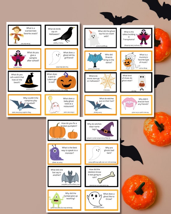 Printable Halloween Kids Lunch Box Jokes-printable School - Etsy