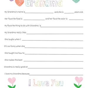 All About Grandma Printable Questions Template, Mother's Day Gift, Gift ...