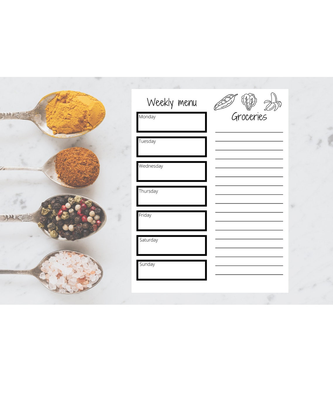 Printable Weekly Menu- Grocery List-digital Download-minimalist - Etsy