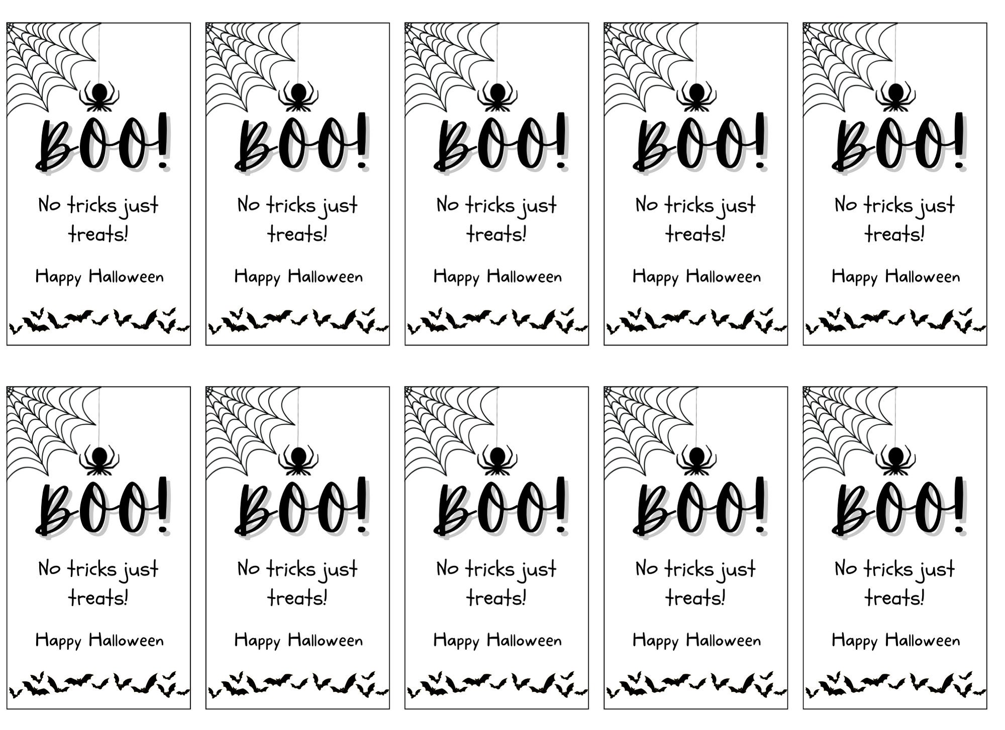 Printable Halloween Tags, Treat Bag Tag, Simple Halloween, Spider ...
