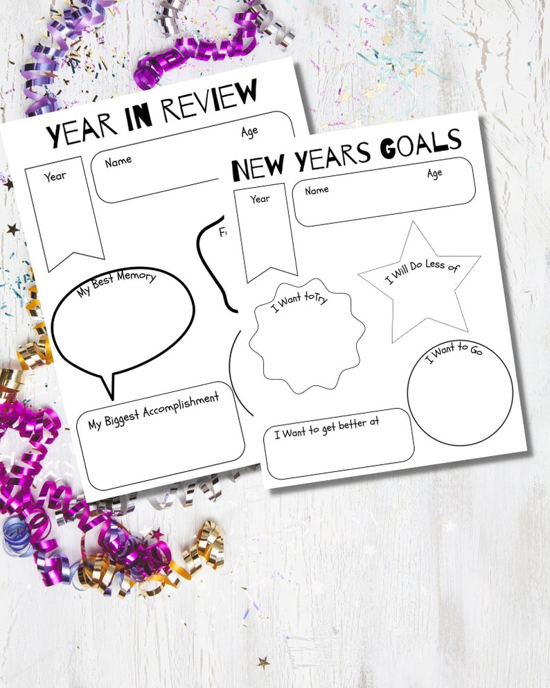Kids New Years Resolution Printable- Year in Review Printable-new Years ...