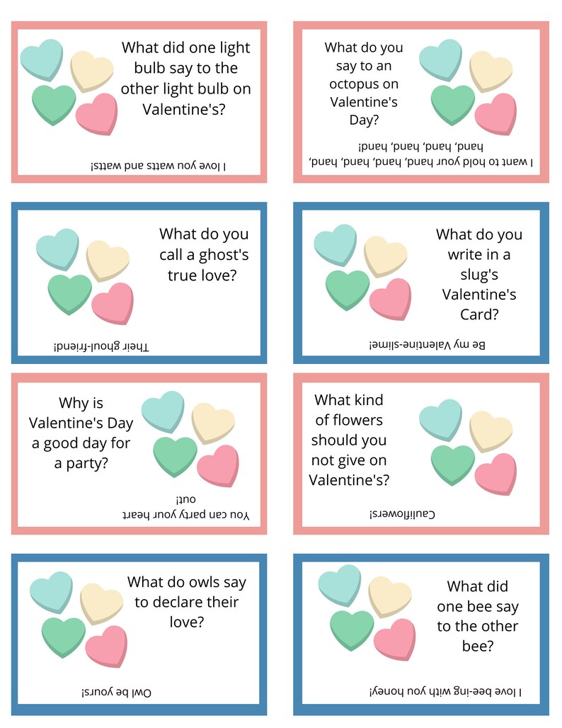 Printable Valentine's Kids Lunch Box Jokes-printable School Notes-kids ...