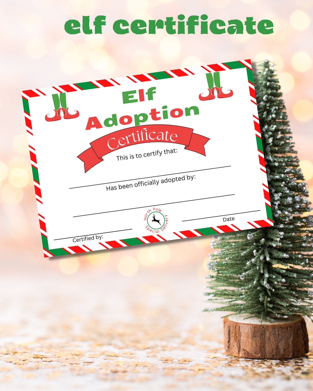 Printable Elf Adoption Certificate, Elf Adoption Certification, Adopt ...