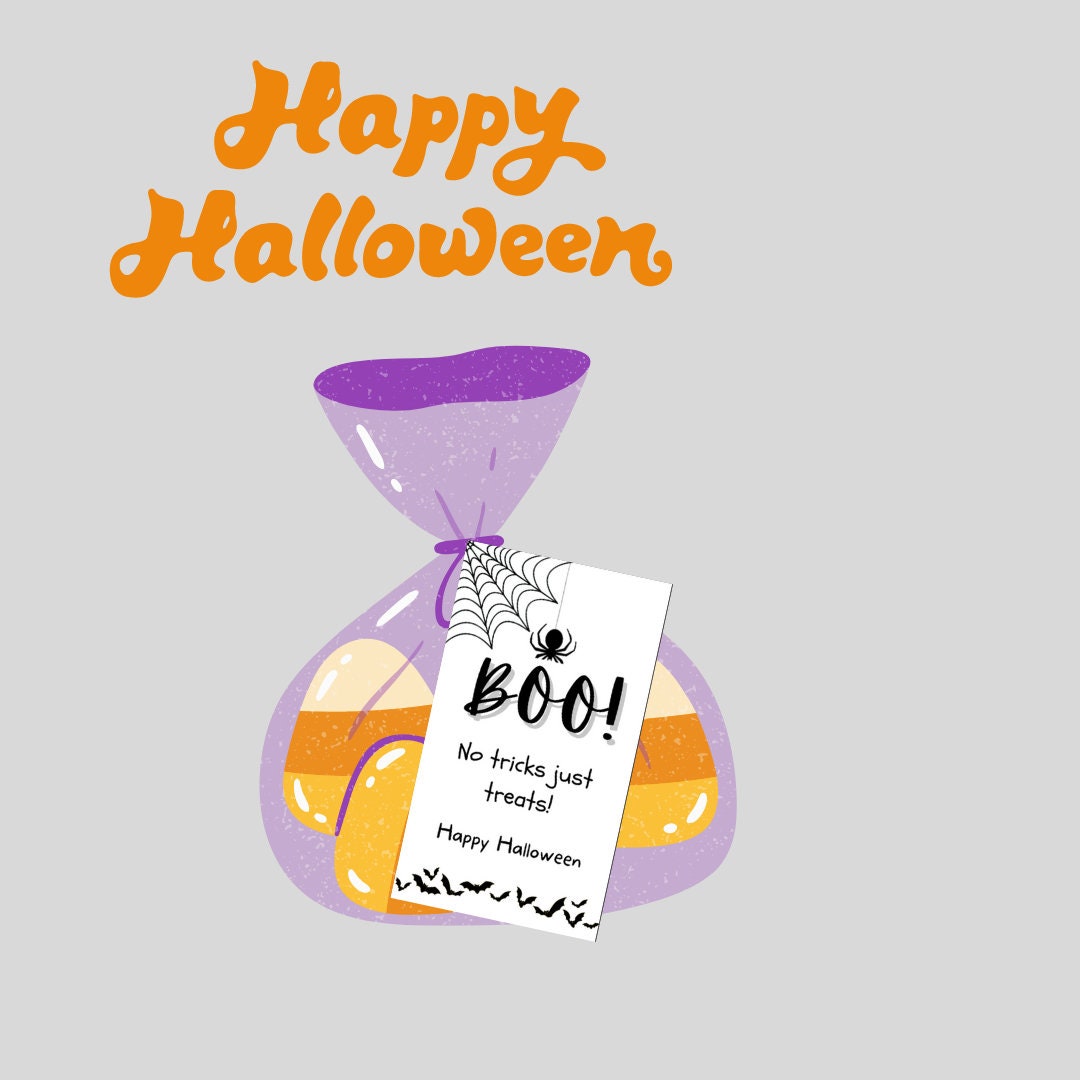 Printable Halloween Tags, Treat Bag Tag, Simple Halloween, Spider ...